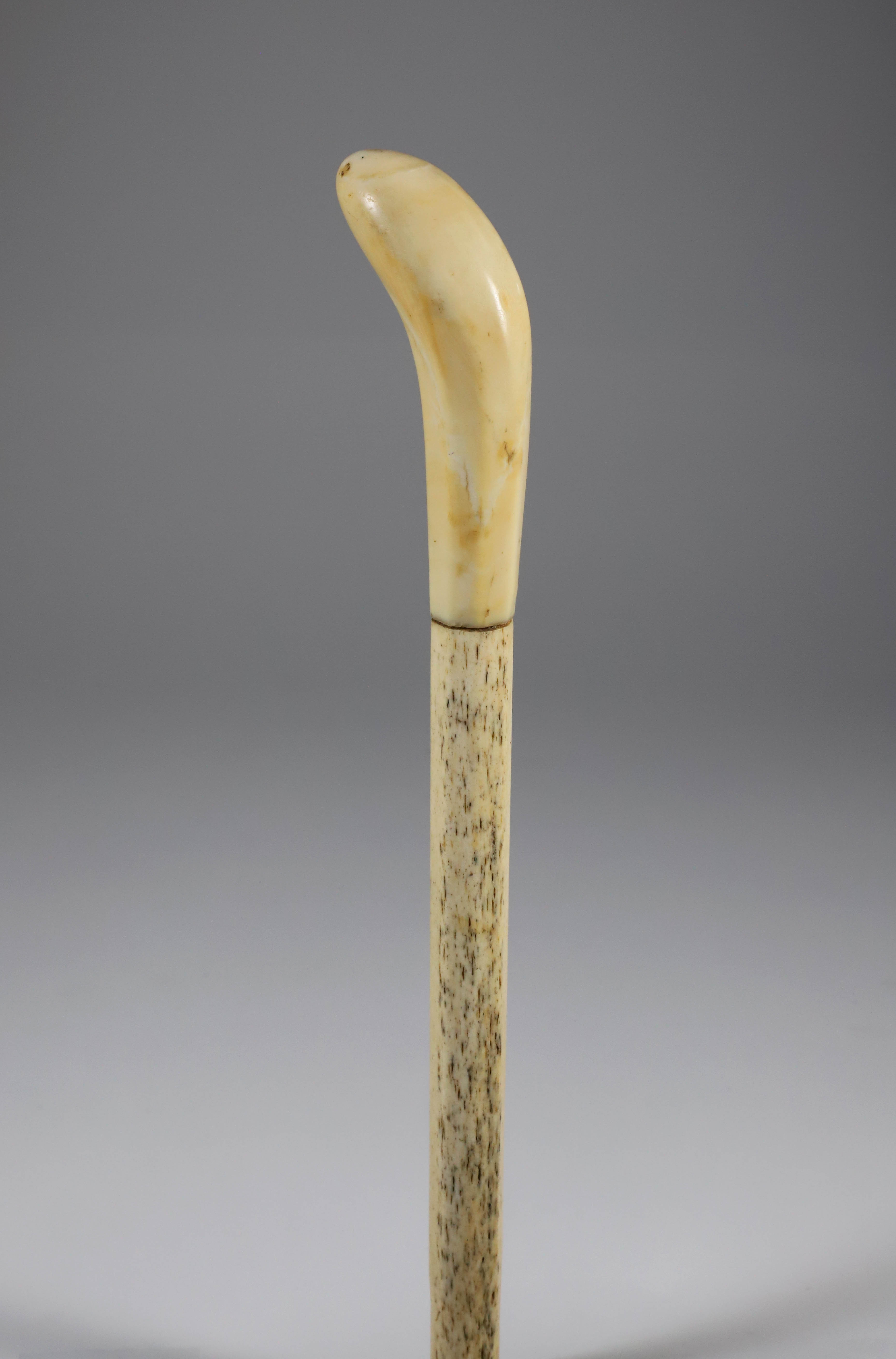 Whaler Made Smooth Grip Walking Stick 19th Century antique whale ivory ...