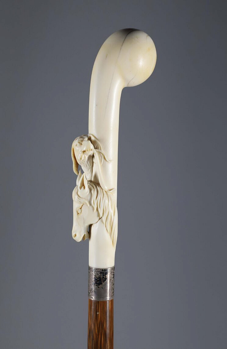 Carved Pistol Handle Walking Stick 19th Century - Carved Pistol Handle ...