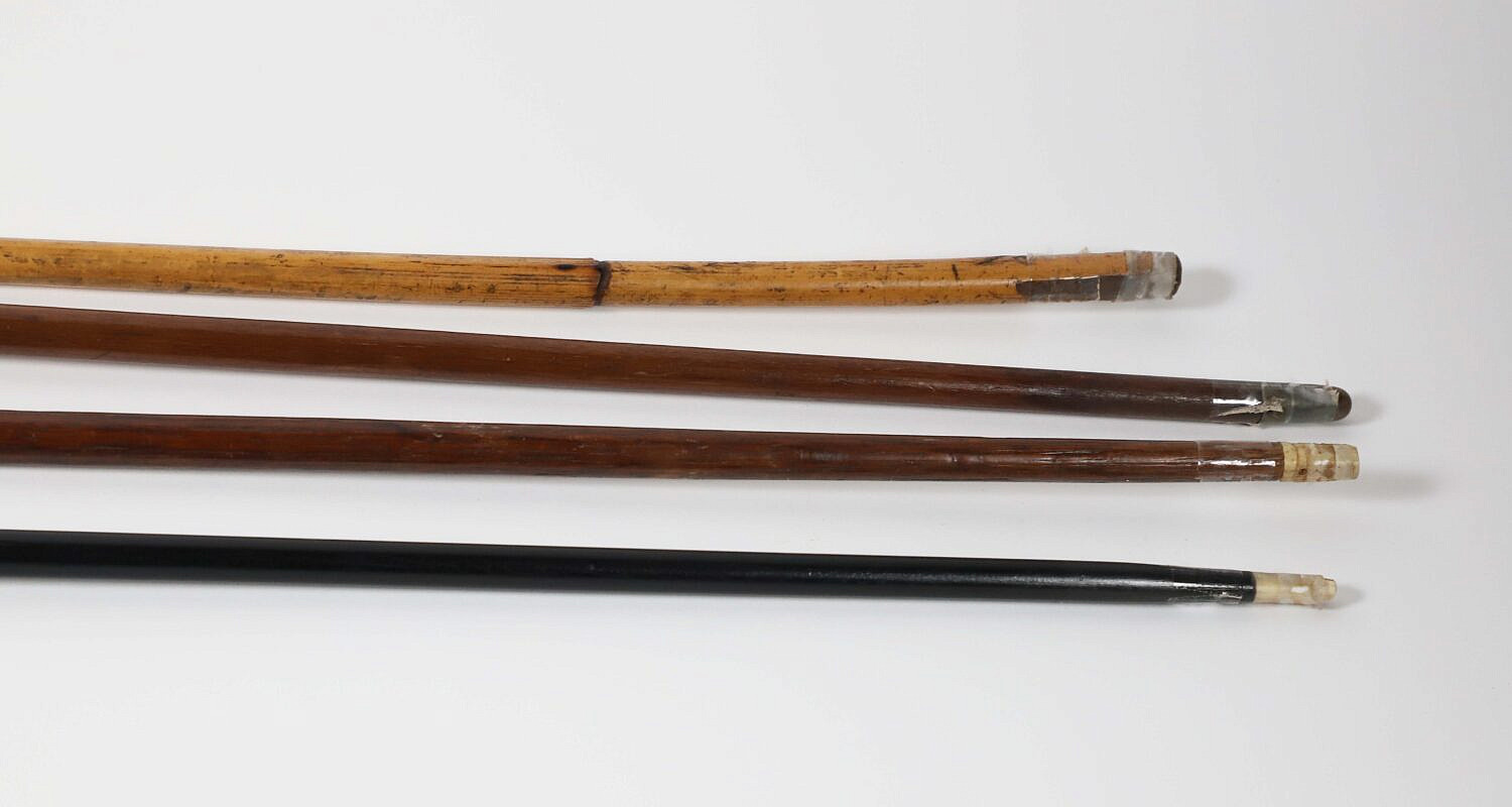 Four Various Diminutive Carved Grip Walking Sticks 19th Century - Four ...