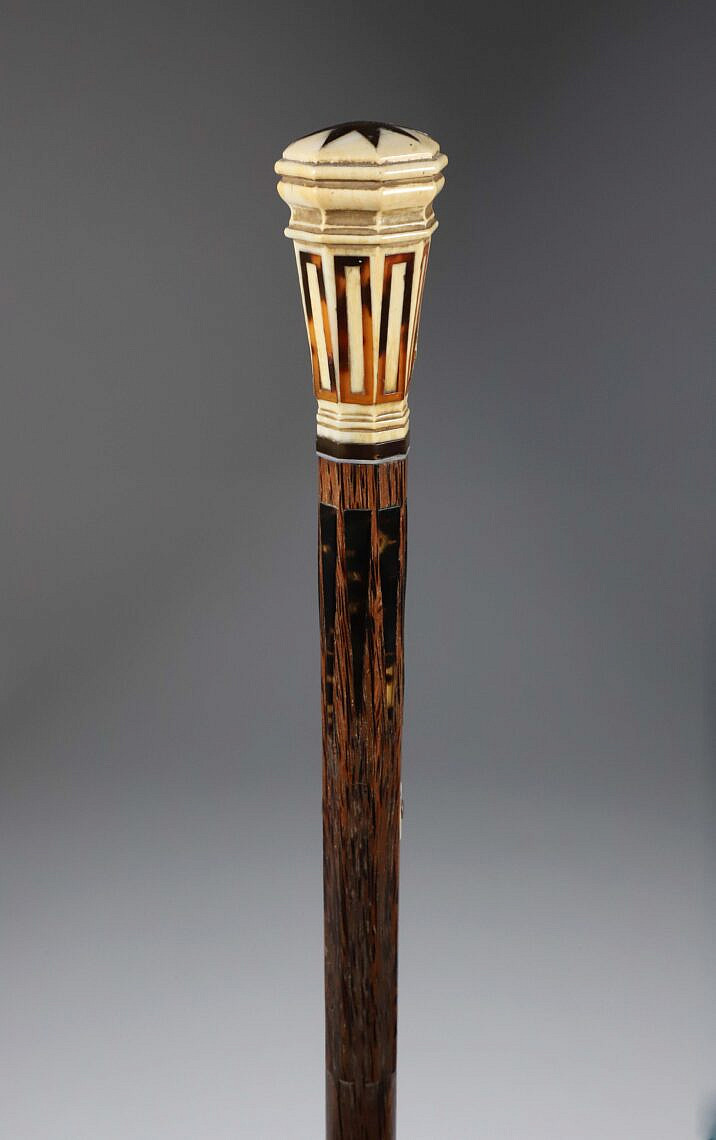 Whaler Made Star Inlaid Octagonal Grip Walking Stick 19th Century ...