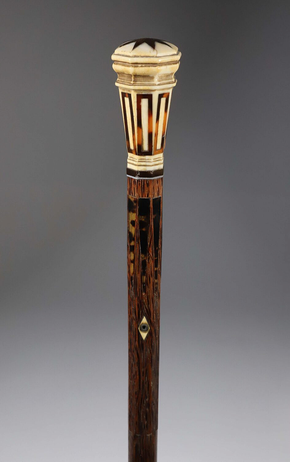 Whaler Made Star Inlaid Octagonal Grip Walking Stick 19th Century ...