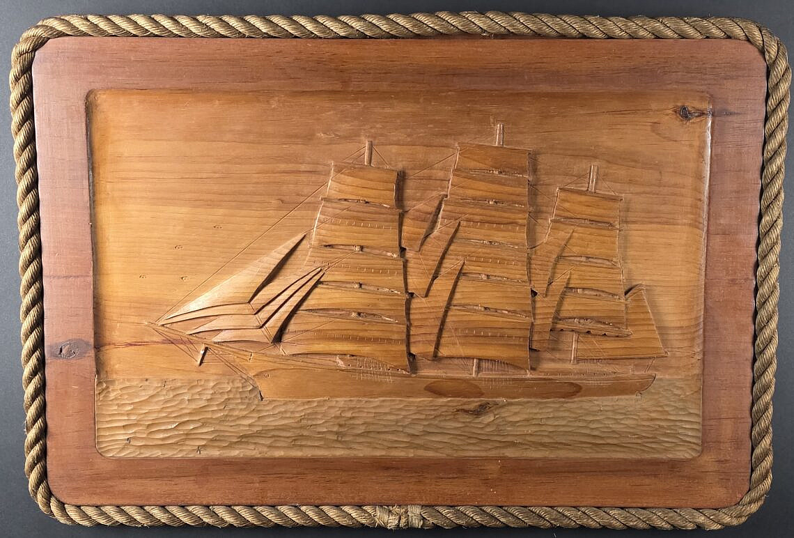 Vintage Relief Carved Clipper Ship Wall Plaque - Vintage Relief Carved ...