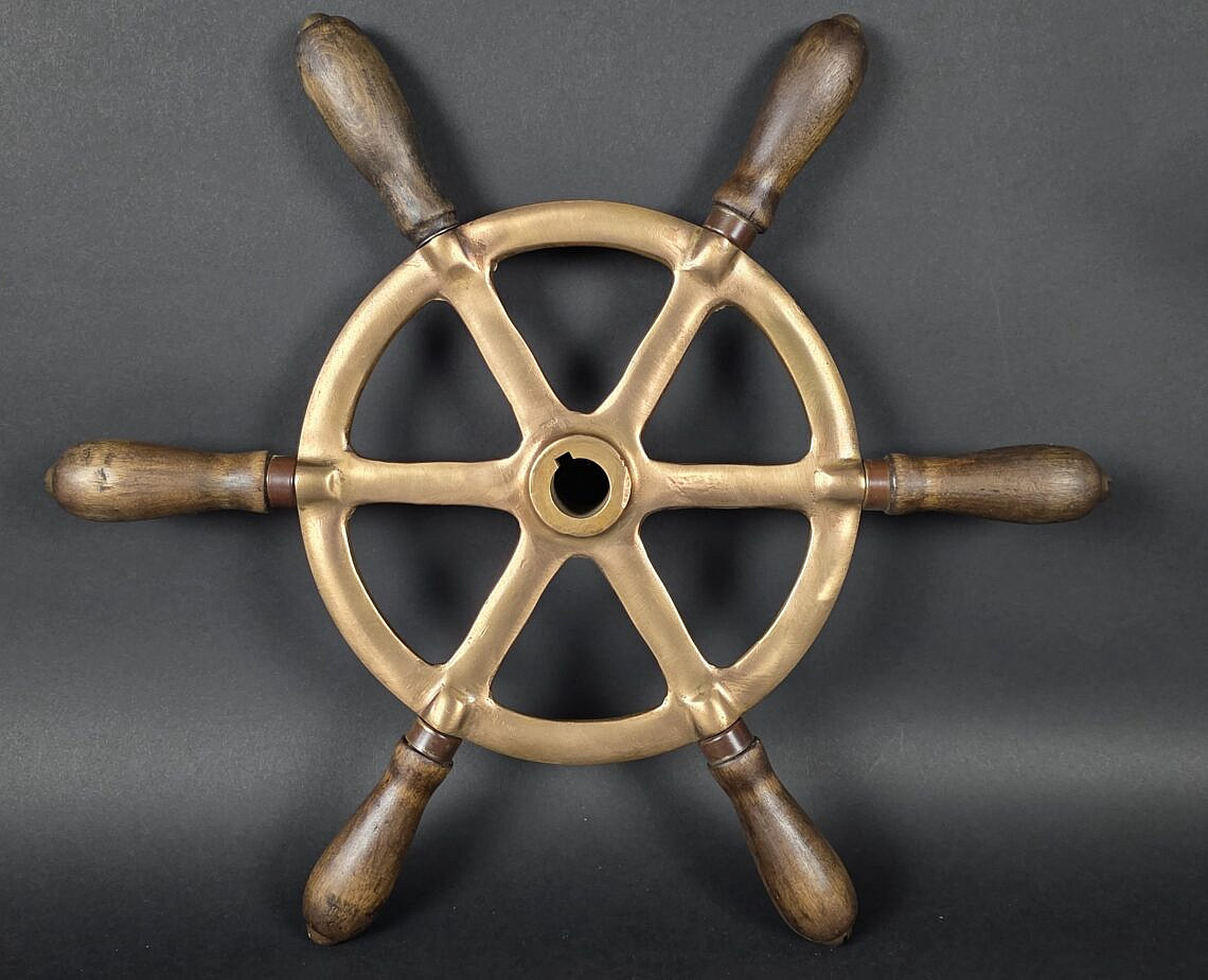 Perkins Six-Spoke Brass Ships Yacht Steering Wheel - Vintage Perko ...