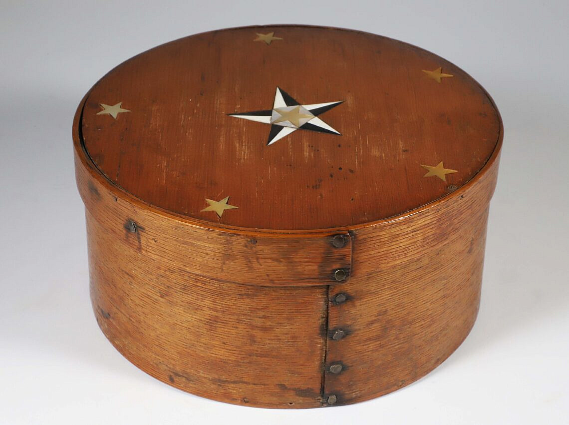 Whaleman Made Star Inlaid Bentwood Ditty Box 19th Century - Whaleman ...