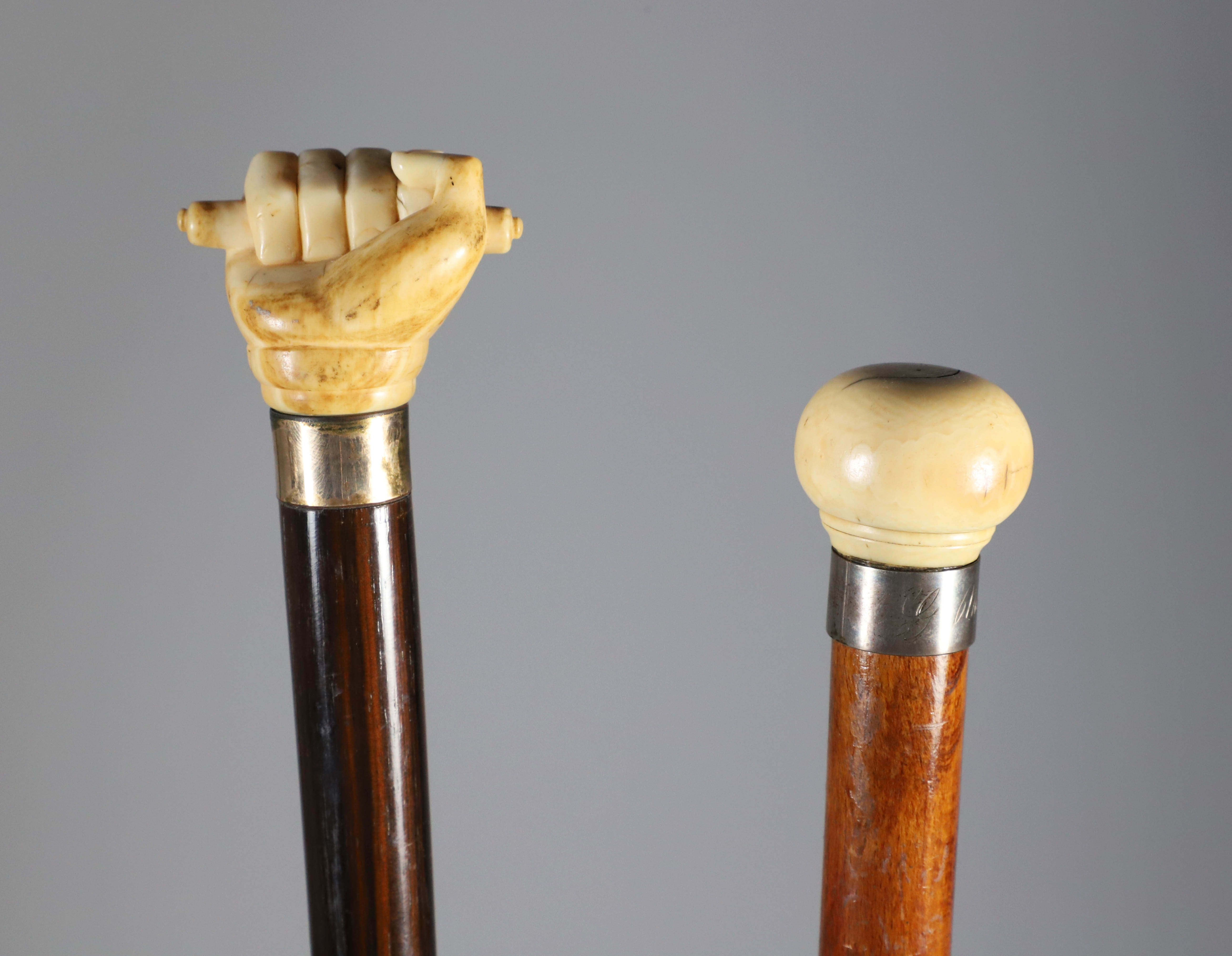 Whaler Made Clenched Fist and Knob Walking Stick 19th Century - Two ...