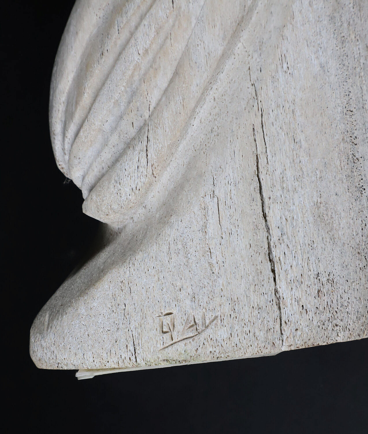 Ronald "Qay" Apangolook Whale Bone Totem Sculpture of a Lady and Two ...