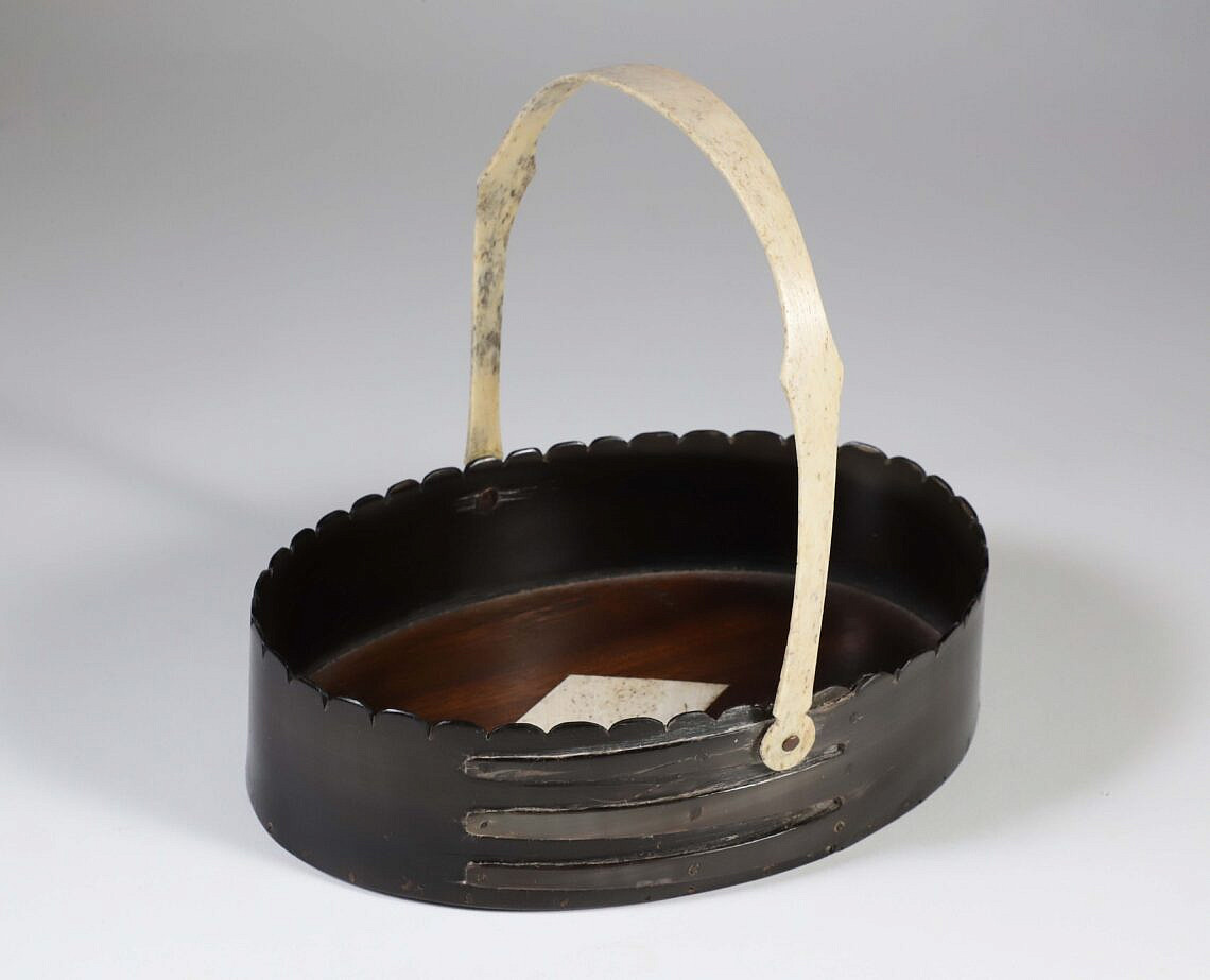 Antique Baleen and Whale Bone Swing Handle Shallow Basket - Antique ...