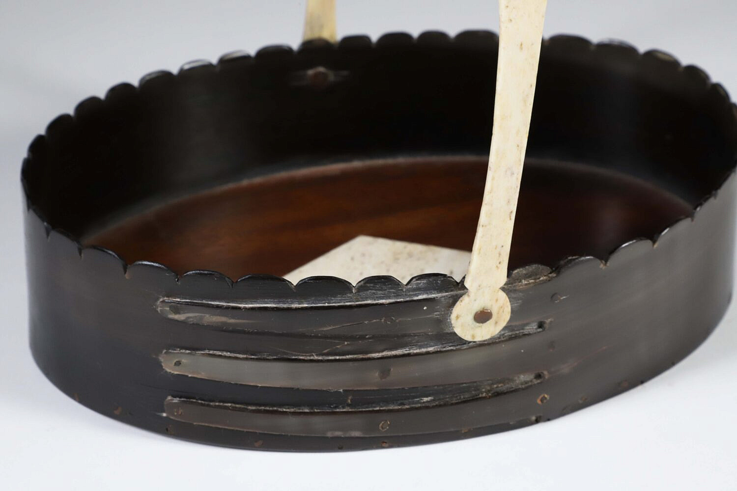 Antique Baleen and Whale Bone Swing Handle Shallow Basket - Antique ...