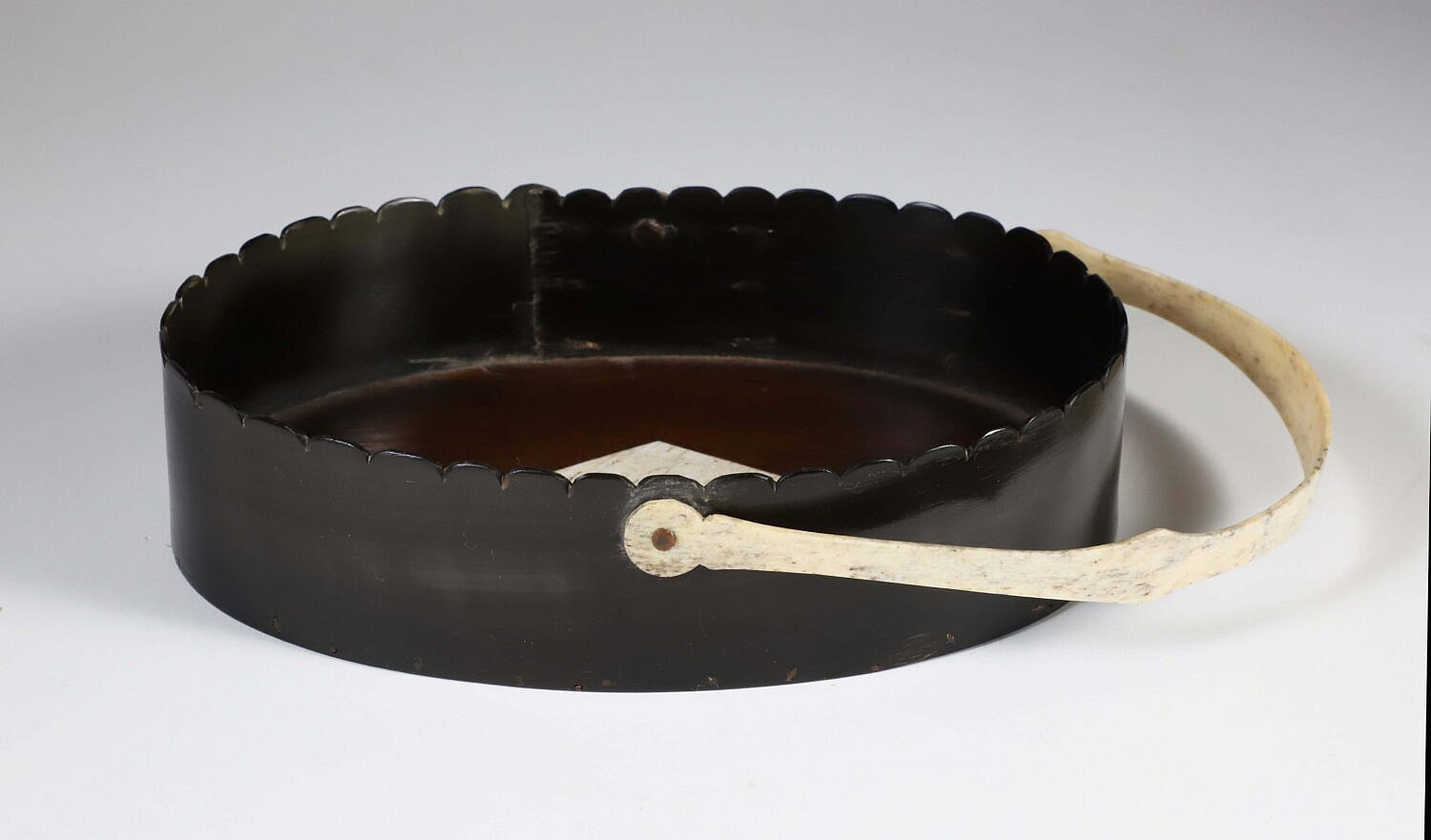 Antique Baleen and Whale Bone Swing Handle Shallow Basket - Antique ...
