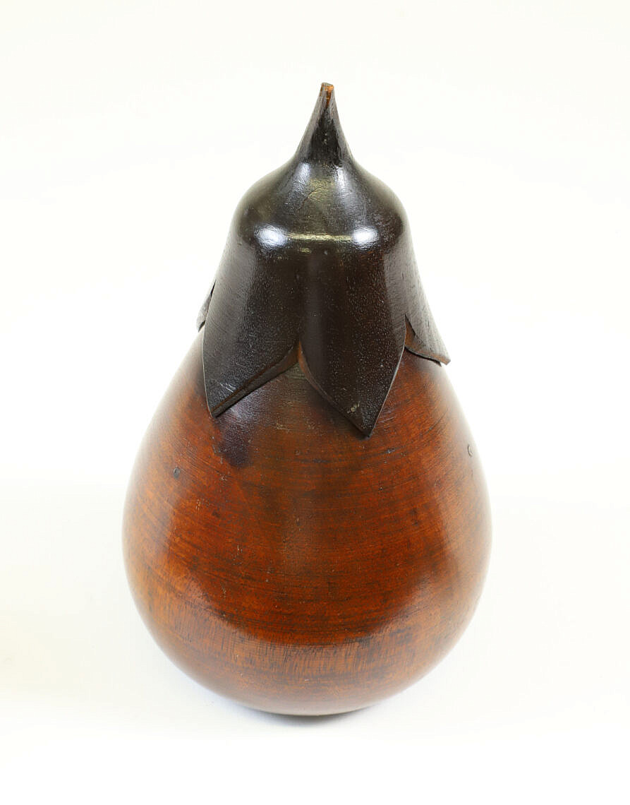 Japanese Two-Tone Carved Wood Eggplant Tea Caddy - Antique Japanese Two ...