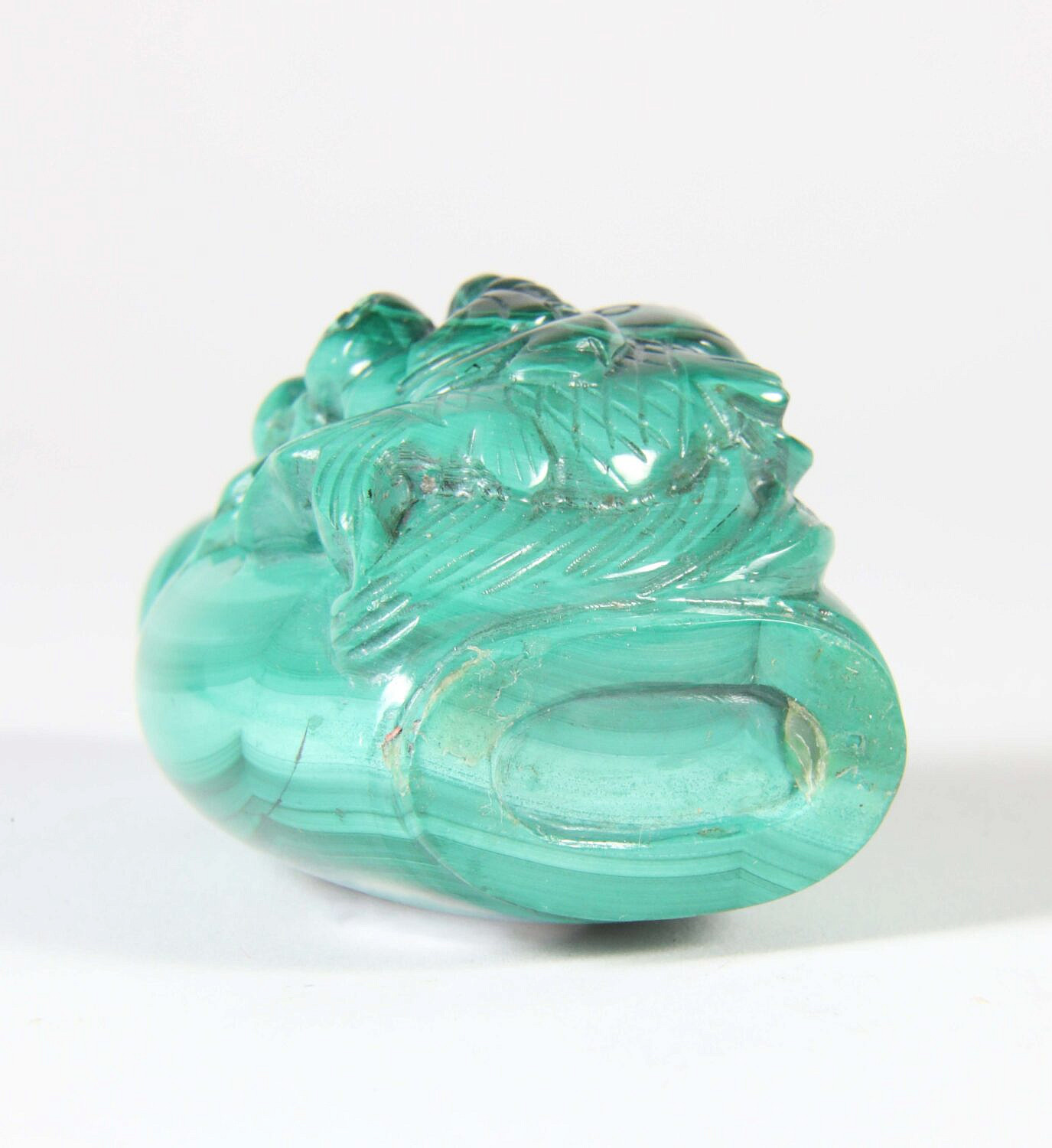 Chinese Faux Malachite Glass "Laughing Buddha Atop a Carp" Snuff Bottle ...