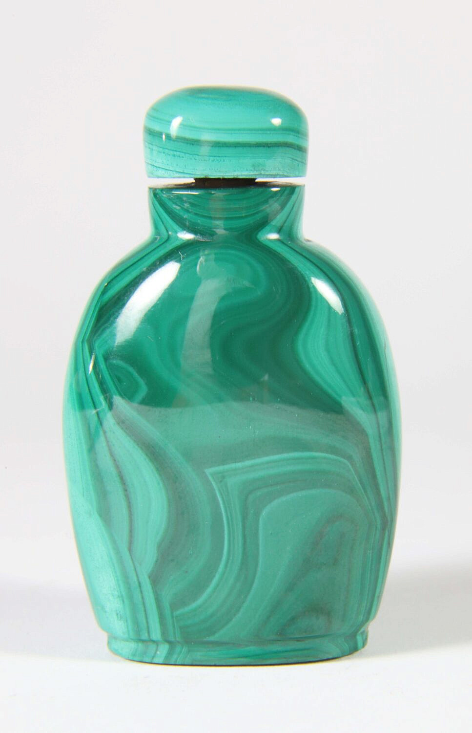 Chinese Faux Malachite Glass "Laughing Buddha Atop a Carp" Snuff Bottle ...