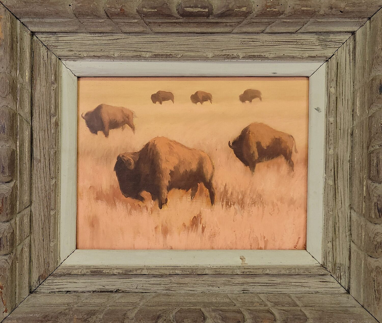 Edward Glannon (1911-1992) Oil on Masonite “The Buffalo Herd” - Edward ...