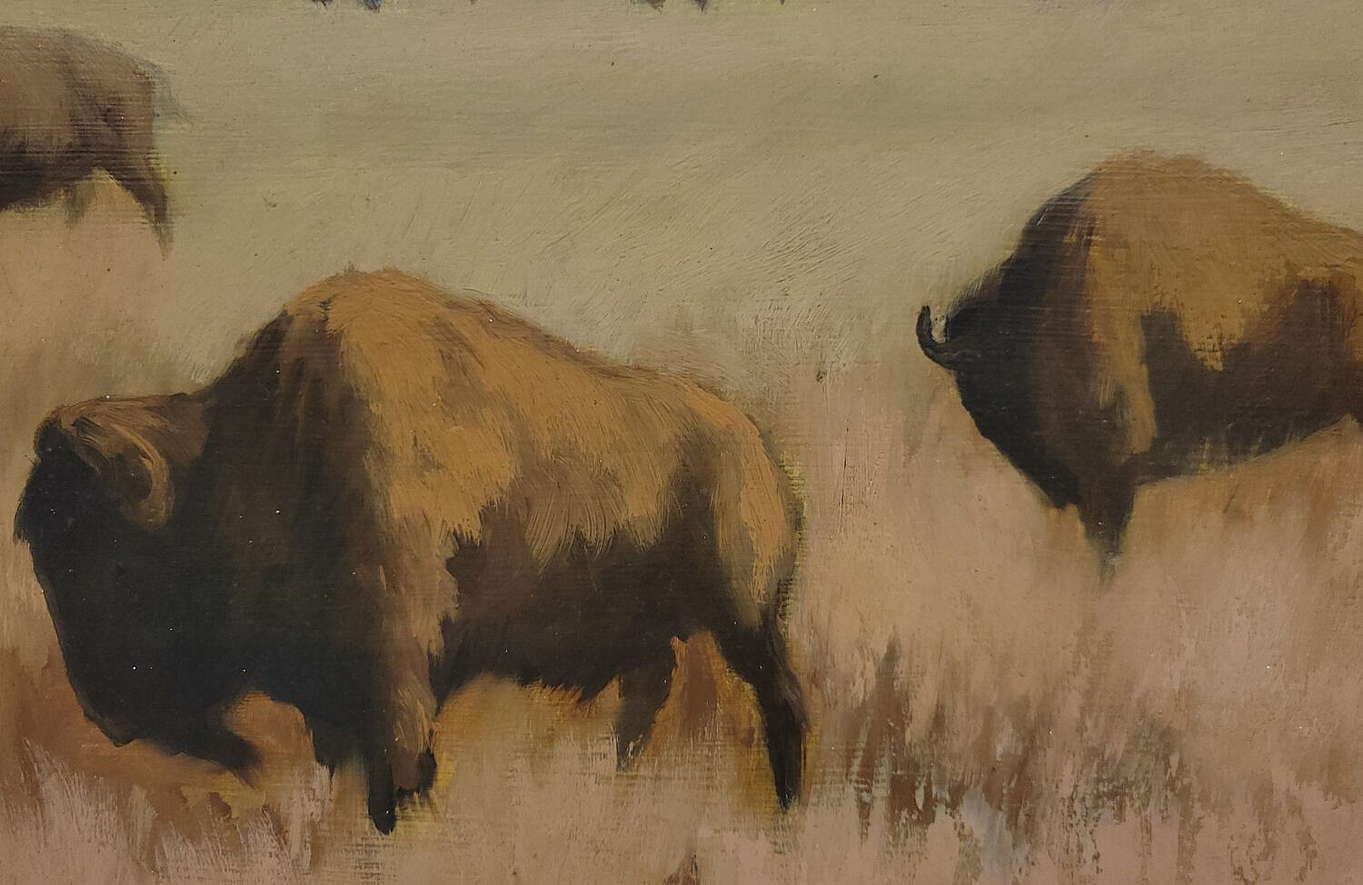 Edward Glannon (1911-1992) Oil on Masonite “The Buffalo Herd” - Edward ...