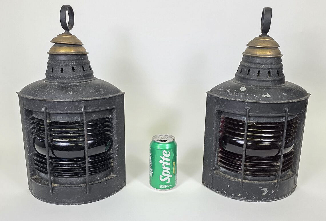 Pair of Antique Perkins Port and Starboard Ship Light Lanterns - Pair ...